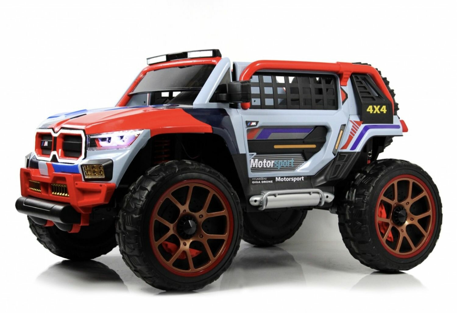 Детский электромобиль Rivertoys K007AM с дистанционным управлением, полноприводный, двухместный синий