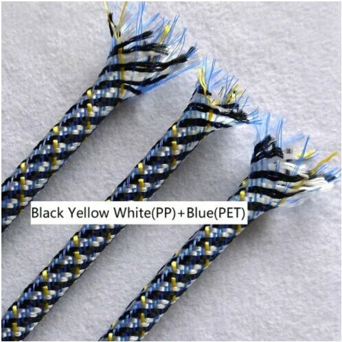 Тканая трубка для проводов BlackYellowWhiteBlue, 1m, 12mm