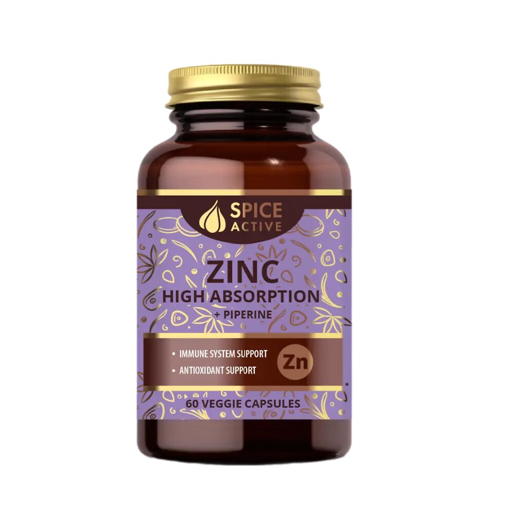 Спайс Актив/Spice Active Цинк биодоступный с пиперином / Zinc High Absorption + Piperine капсулы массой 521 мг 60 шт