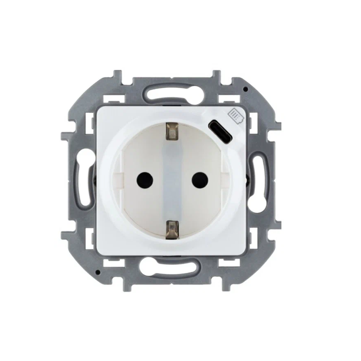 Розетка встраиваемая Inspiria 1-я с/з+USB белый (механизм) 673770 1 шт P(2327171)