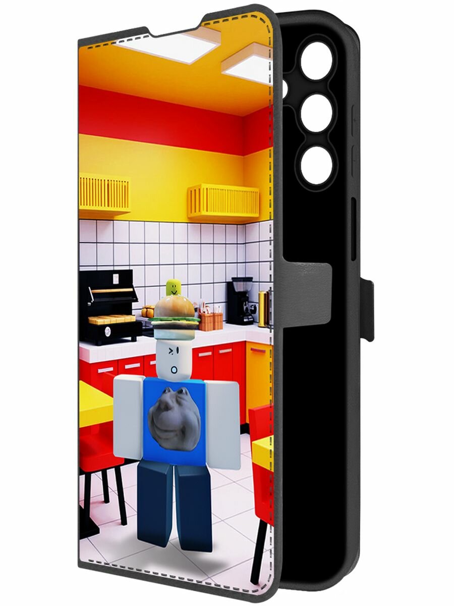 Чехол-книжка Krutoff Eco Book для Samsung Galaxy A15 4G (A155) Roblox-Форсакен 007n7 (Forsaken 007n7) (черный)