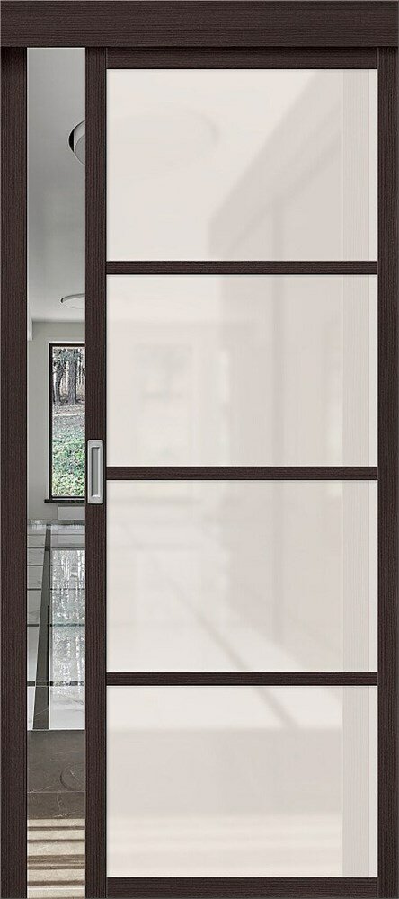 BRAVO Межкомнатная раздвижная дверь 200*90, Твигги-11.3, Wenge Melinga / Magic Fog , Эко Шпон 200*90 Wenge Melinga