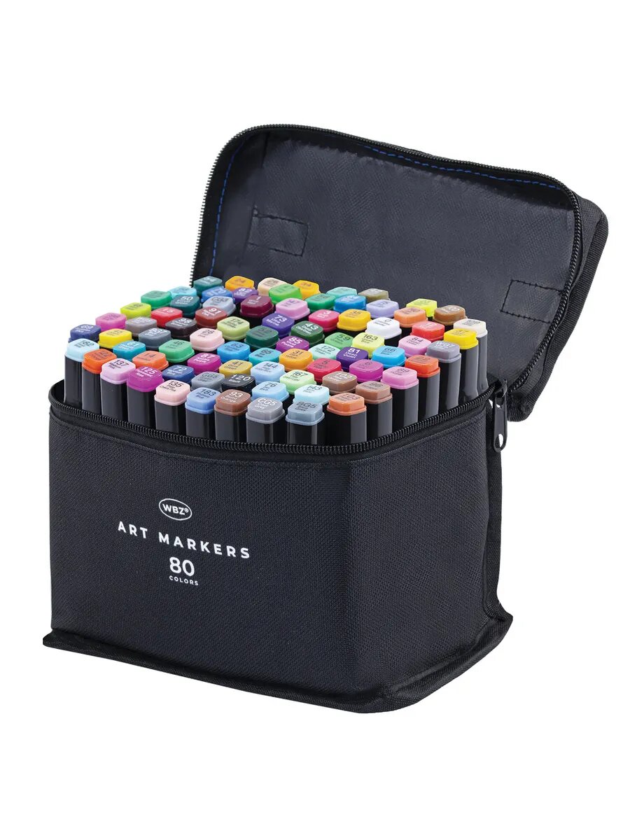 Маркеры для скетчинга двусторонние, набор 80 шт