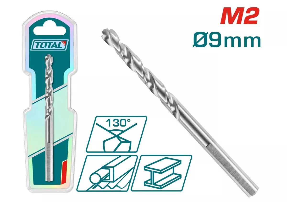 Сверло по металлу M2 HSS диаметр 9мм TOTAL TAC1200901 (1 шт.)