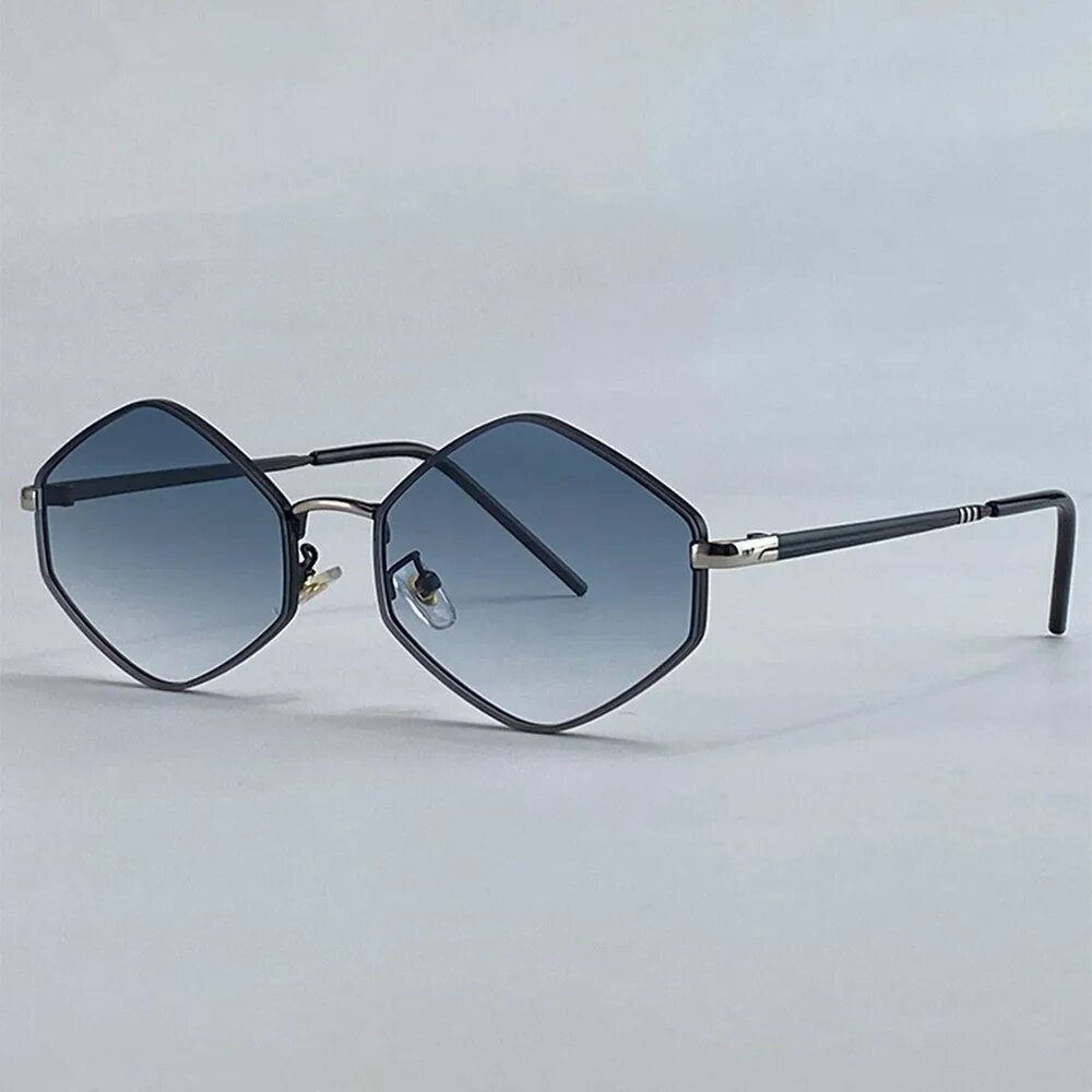 Винтажные солнцезащитные очки в металлической оправе с шестигранной головкой, защита UV400, роскошные многоугольные оттенки, очки в стиле панк, унисекс C6