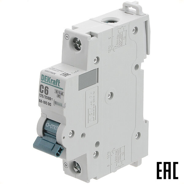 Автоматический выключатель ВА105-DC 13377DEK C6А/1п/ 10кА на Din-рейку DEKraft