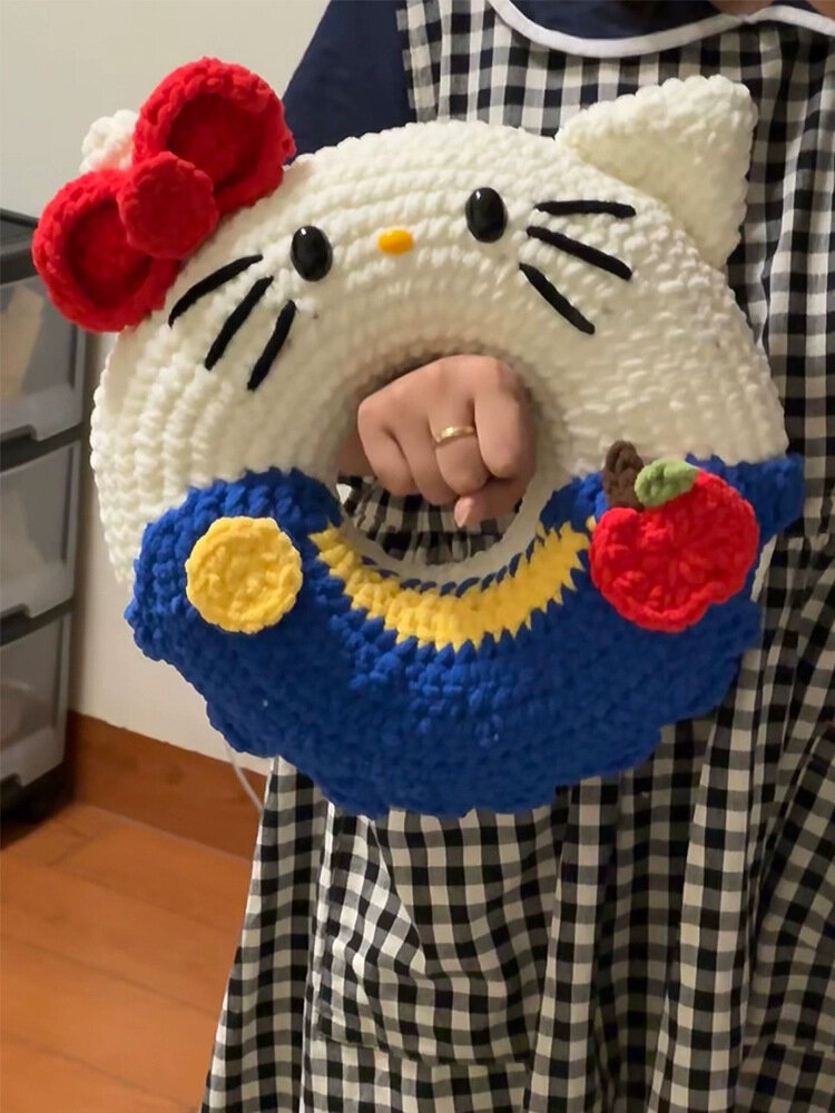 Привет KT кошачий пончик подушка материал пакет крючком DIY материал пакет