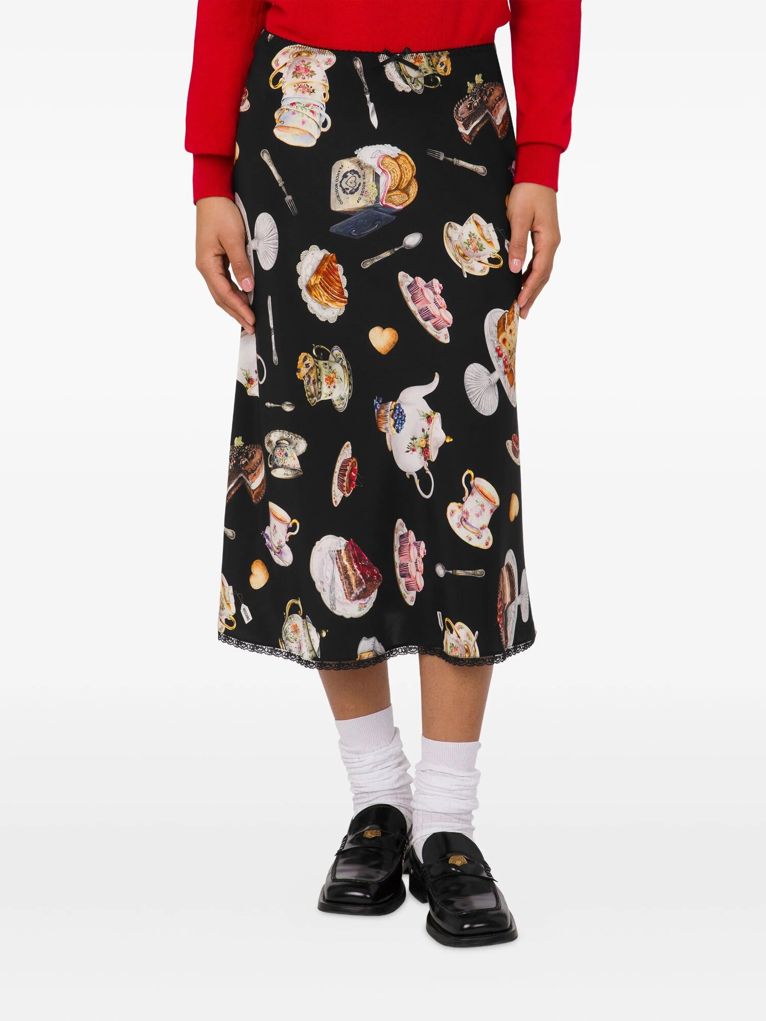 Юбка MOSCHINO Юбка миди с принтом, размер 44, черный — фото 1