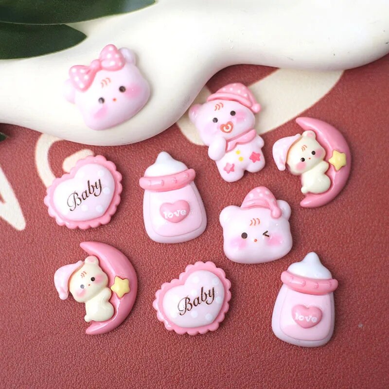 Декоративные заколки для волос мультфильм розовый медведь Mixed, 10Pcs