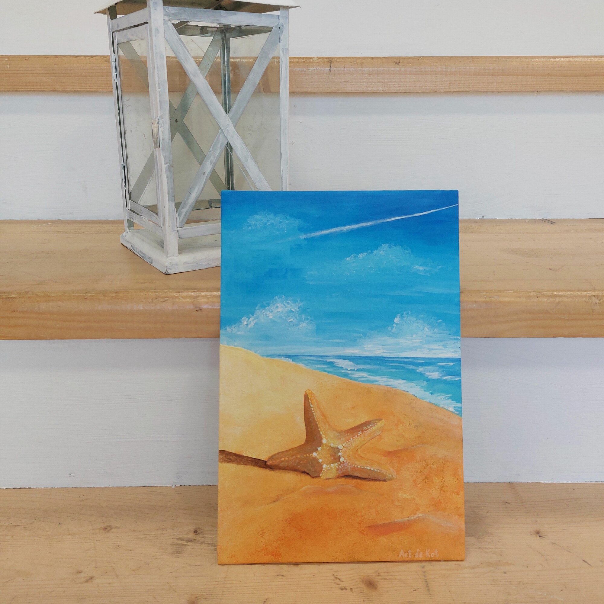 Интерьерная картина Пляж акриловыми красками на холсте 20*30см