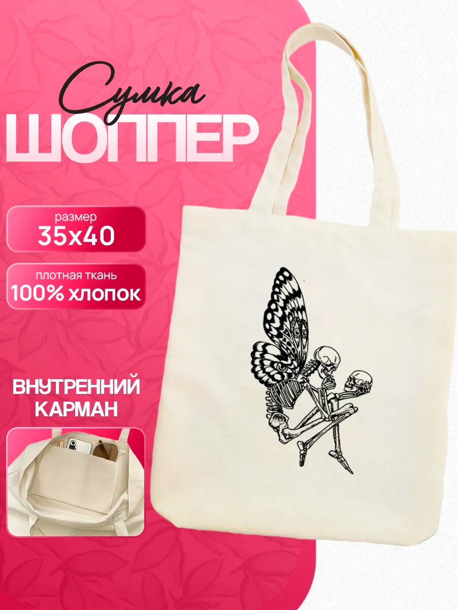 Сумка шоппер СкелетЧереп_35х40_шопперДВУНИТКА_48448_БТ