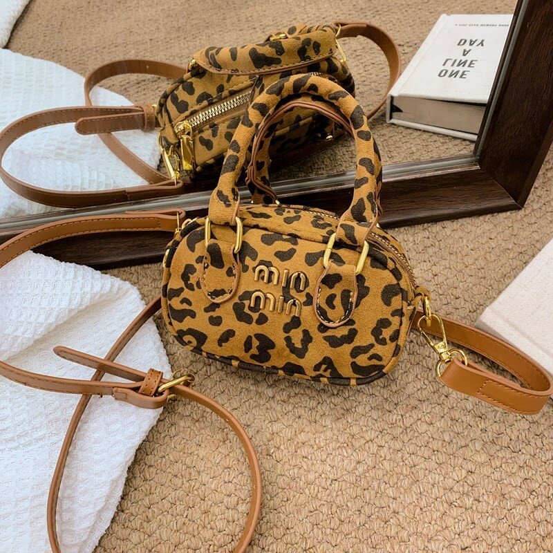 Ретро леопардовая мини-сумка через плечо из ПУ для современных женщин, коричневая леопардовая