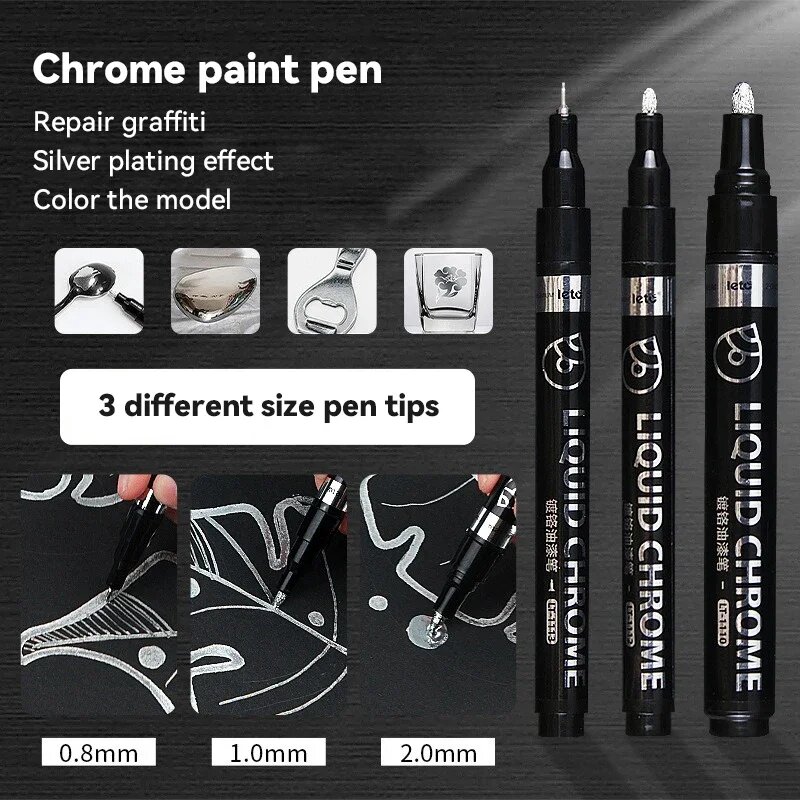 Хромированный зеркальный маркер Borrence 1Pc 0.8mm Silver — фото 1