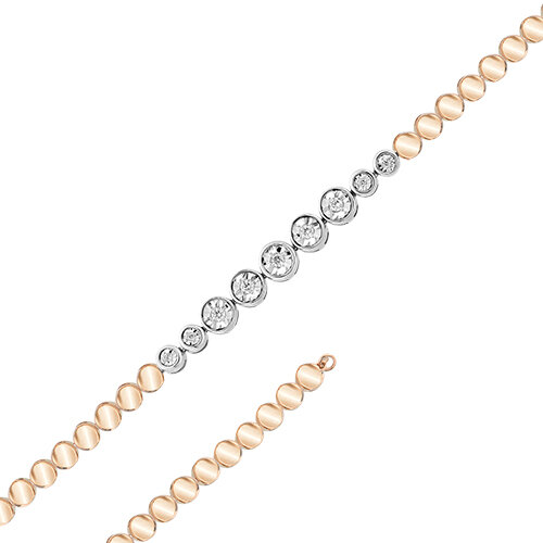 Браслет, красное золото, 585 проба, бриллиант