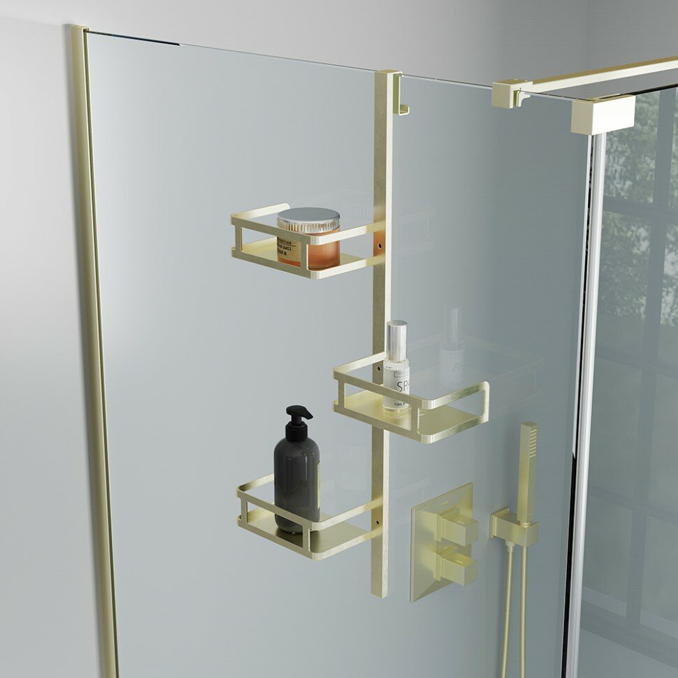 Полка для душевого ограждения Moderno, 650x120x324, золото брашинг