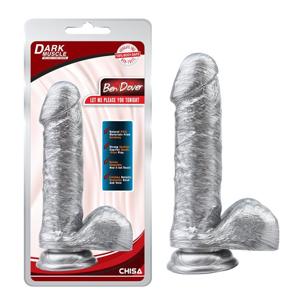 Фаллоимитатор на присоске Ben Dover Silver, 19 см, серый, ПВХ, для женщин