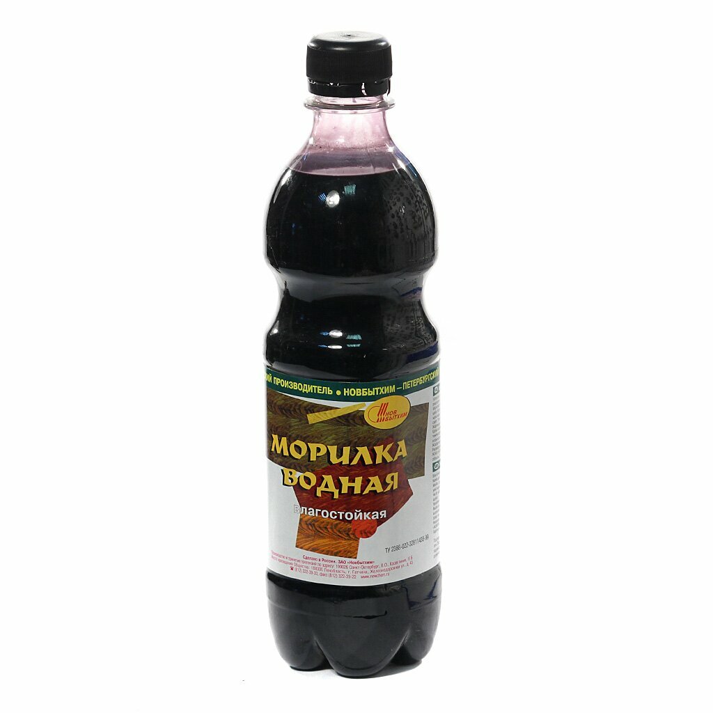 Морилка водная НовБытХим эбеновое дерево 0.5 л для дерева, защита и декор без запаха