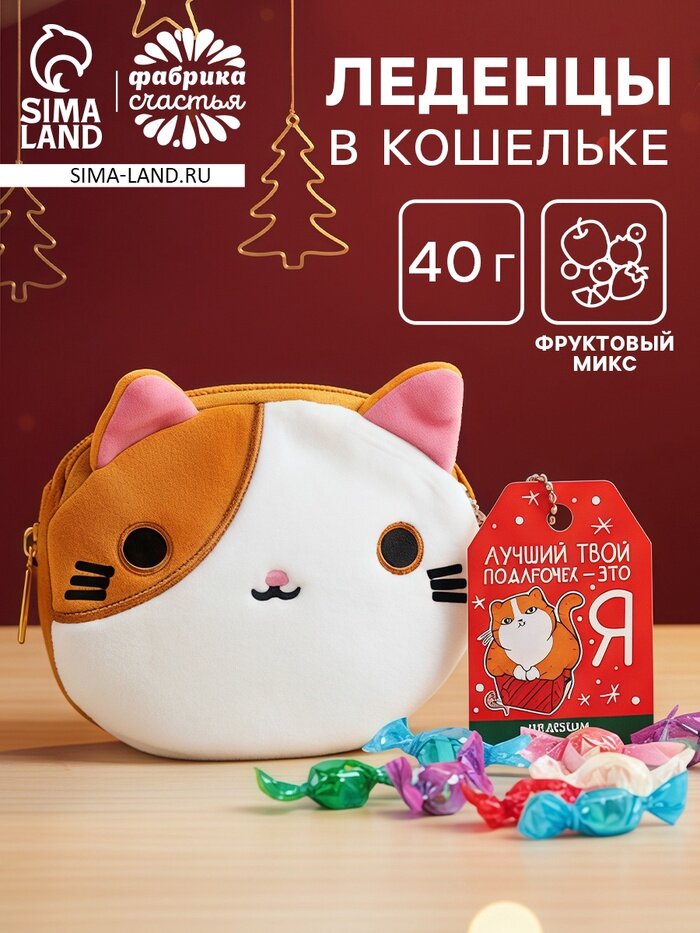 Леденцы «Лучший подарочек» в кошельке, со вкусом арбуза, 40 г