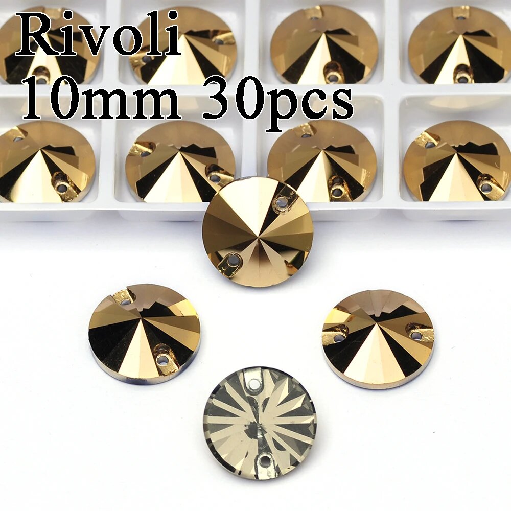 Стразы Rivoli 10mm, 30шт, золотистый