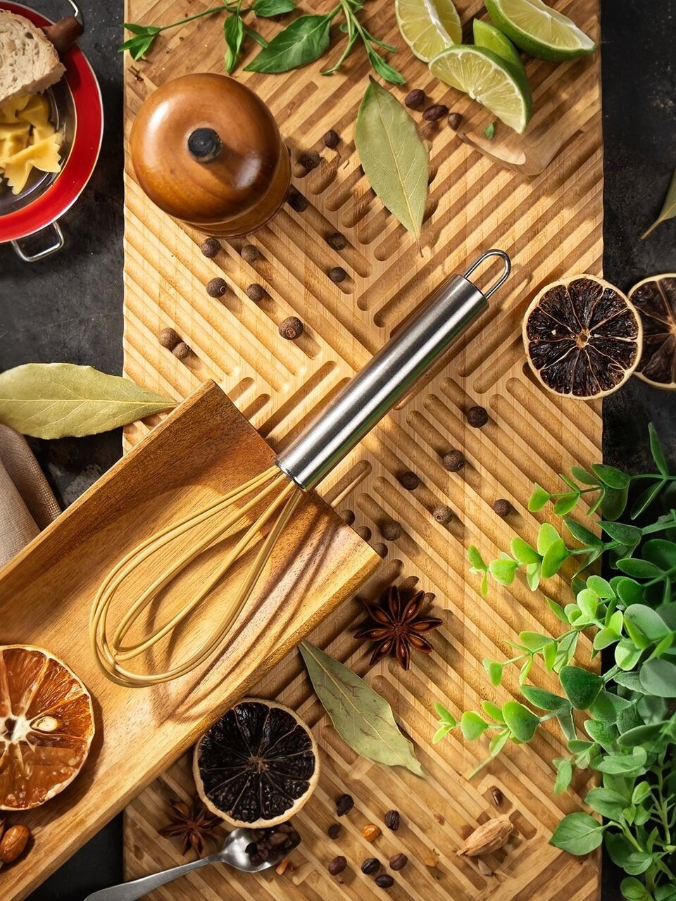 Венчик силикон, навеска, хром, Daniks, 25.5см, W006/YW-KT258Y-1