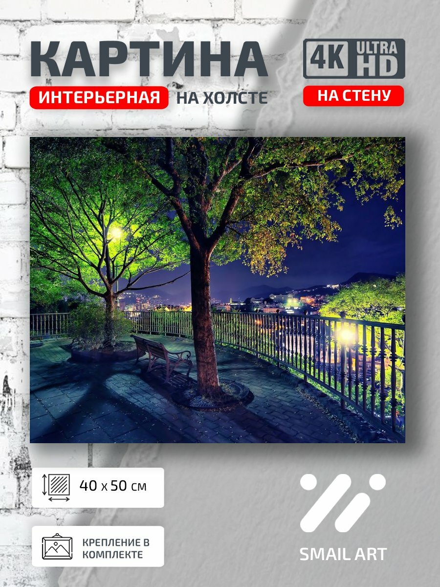 Картина на холсте интерьерная 40 на 50 на стену Ночь night для гостиной атмосфера интерьер