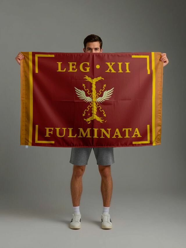 Флаг 12 Двенадцатого легиона Римской империи, 70х105 см на шёлке для ручного древка