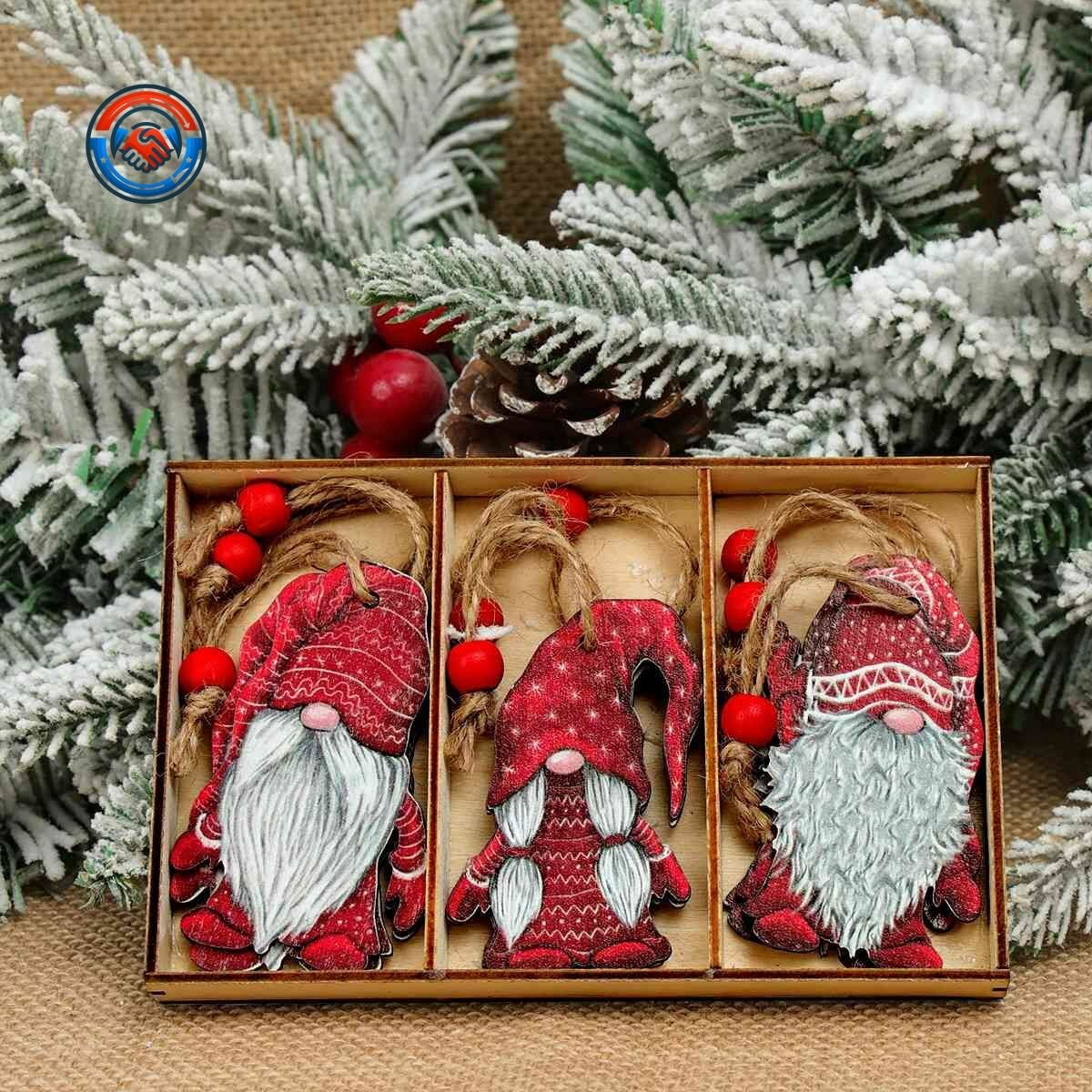 Рождественский деревянный кулон Лесной человечек, 9 штук в наборе, подвеска для елки и декора, новогодний подарок ручной работы