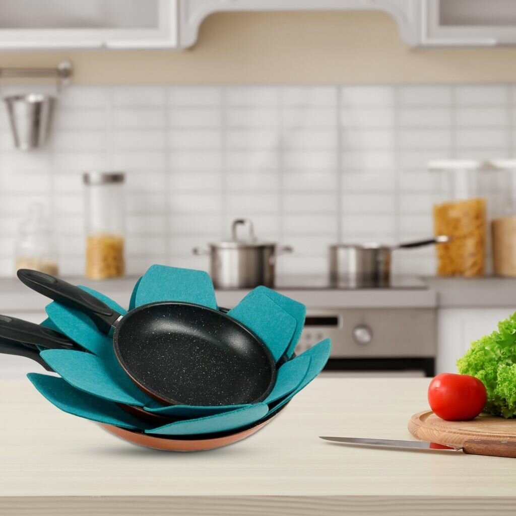 Набор защитных приспособлений для сковороды из 12 предметов-цвет голубого озера