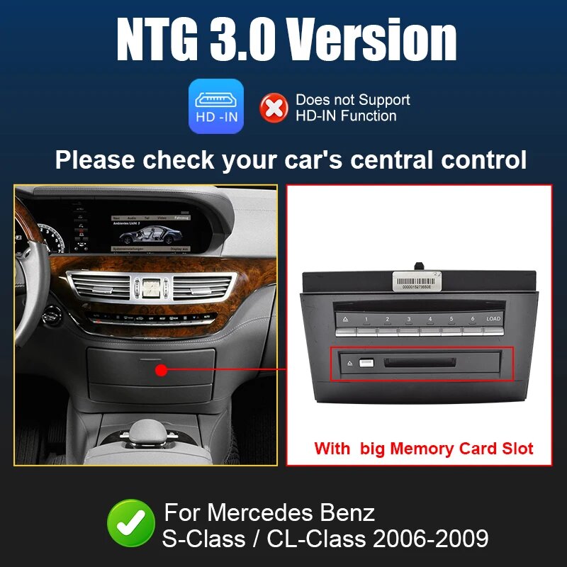 Беспроводной CarPlay для Mercedes-Benz S-Class / CL W221 2006-2012, с функциями Android Auto, Mirror Link, AirPlay и CarPlay