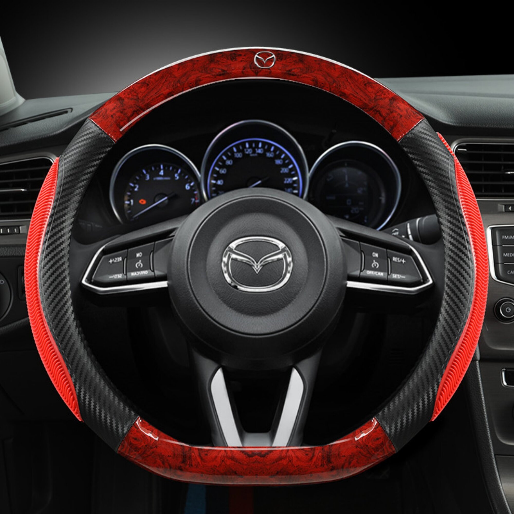 Чехол на руль автомобиля подходит для руля Mazda D-типа, диаметр 37-38 см, красный