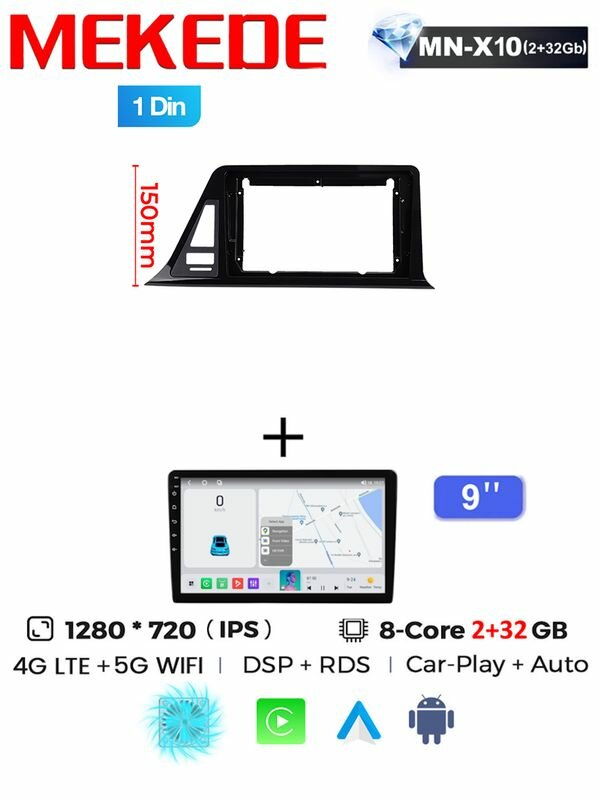 Магнитола 9" Mekede MN X10 Pro 2/32 Gb Toyota C-HR CHR 2016-2020 F2 Правый руль carplay