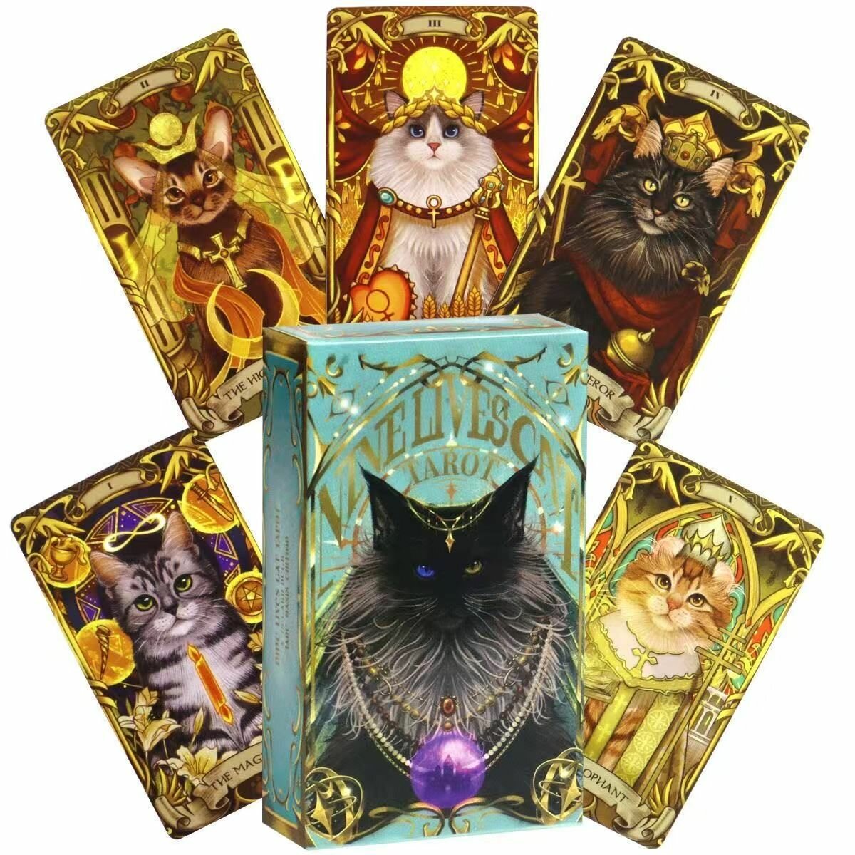 Nine Lives Cat Tarot/Кошачья башня с девятью жизнями/10x6CM/78шт