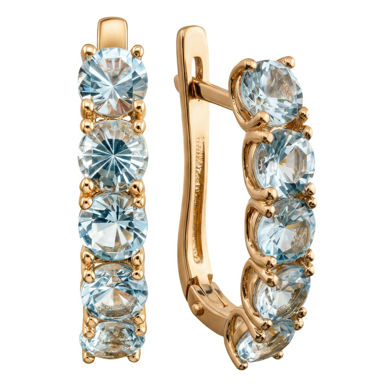 Серьги, красное золото, 585 проба, топаз