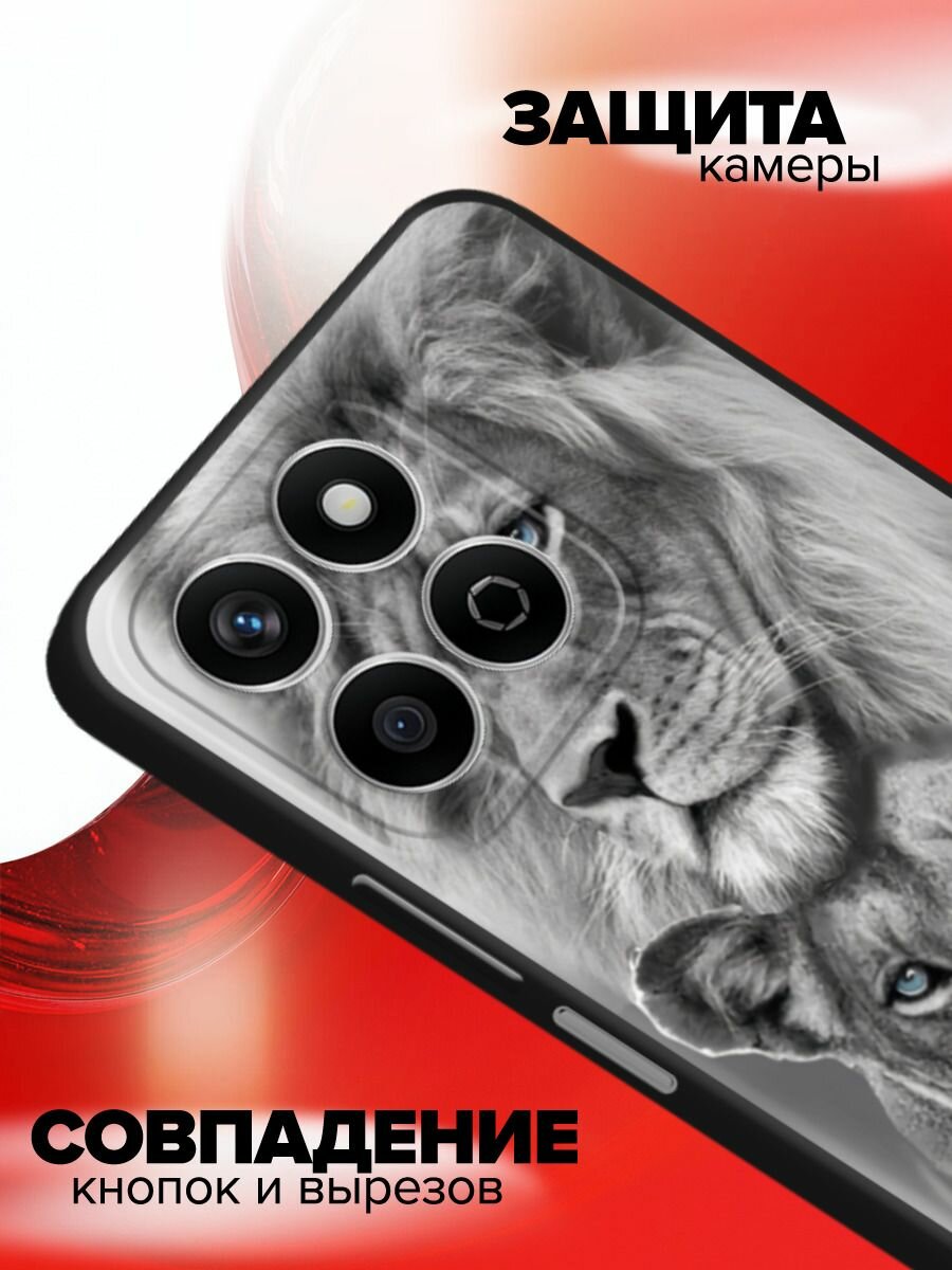 Черный матовый чехол на Honor X7C / Хонор X7C с принтом Львиный прайд — фото 1