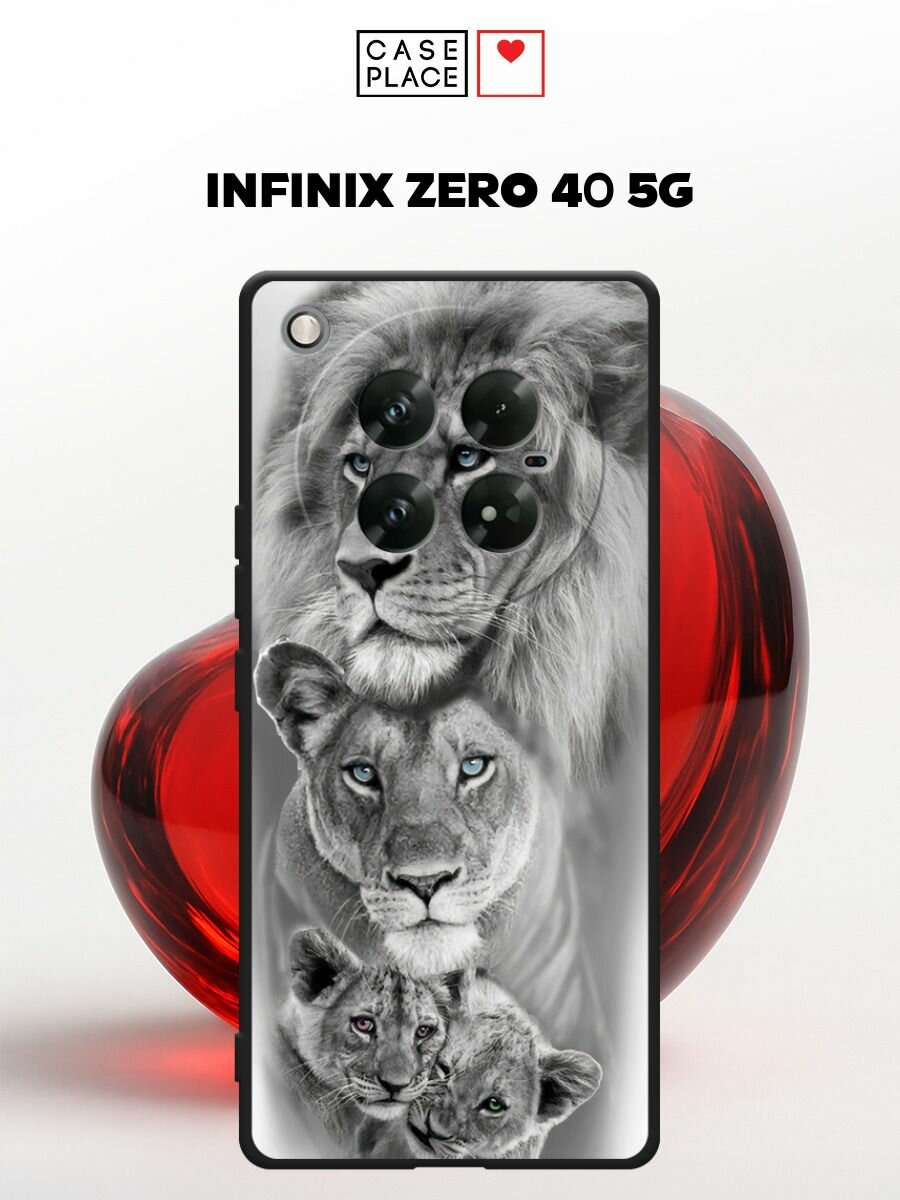 Черный матовый чехол на Infinix Zero 40 5G / Инфиникс Зеро 40 5G с принтом Львиный прайд