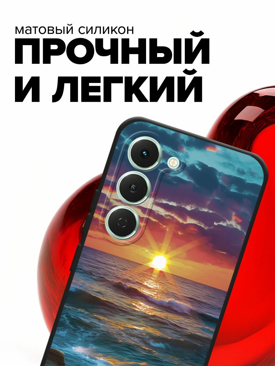 Черный матовый чехол на Tecno Spark 40 Pro / Текно Спарк 40 Про с принтом Морской пейзаж — фото 1