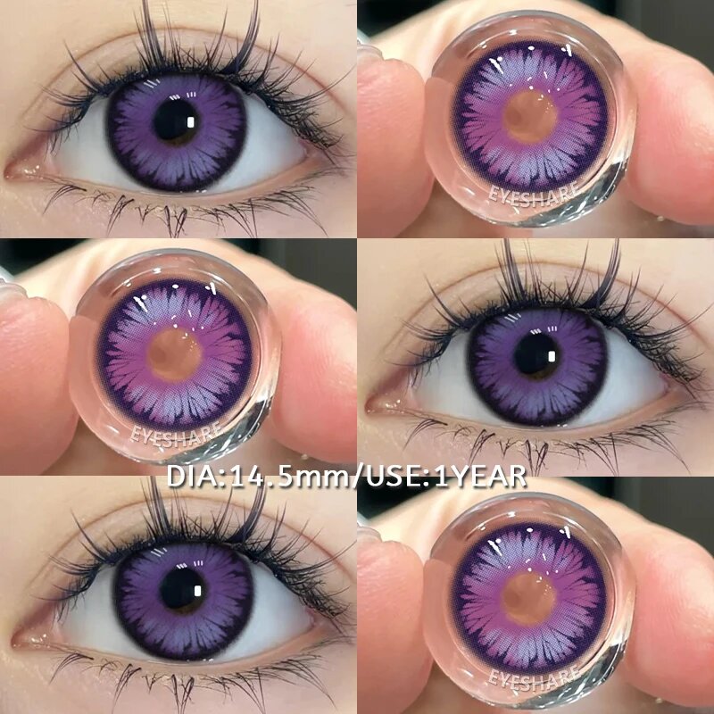 Контактные Линзы EYESHARE На Хэллоуин, 2 Шт, Фиолетовые, Для Косплея, Модные, Красивые, Одноразовые, HEMA-линзы