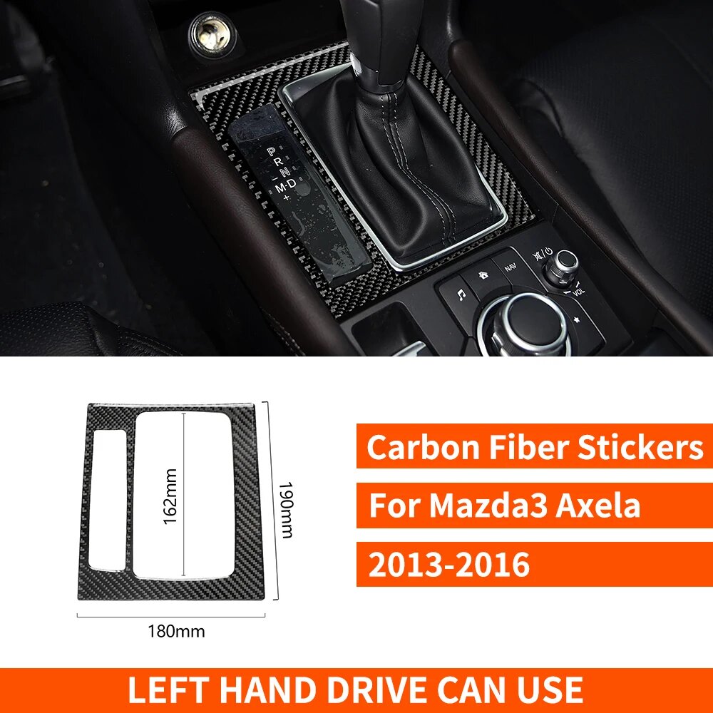 Карбоновые наклейки на панель Mazda 3 Axela 2013-2016, Gear box B LHD
