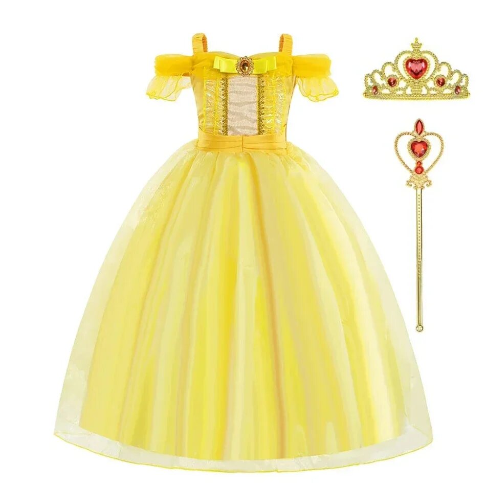 Детский костюм Белль из полиэстера DreamParty 7-8T Tag-140, Желтый, Dress7