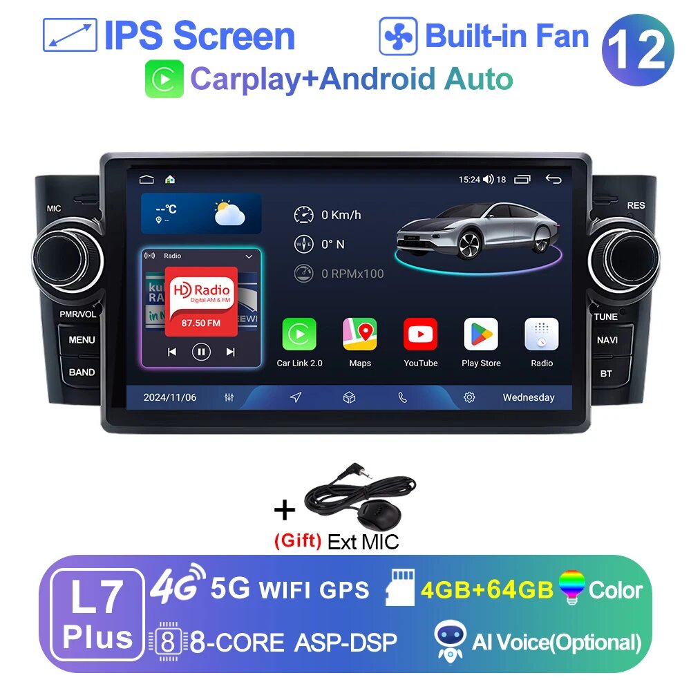 Автомагнитола LEHX L6 Pro 1DIN Android 14, мультимедийная Автомобильная магнитола L7 Plus(4-64GB)-0