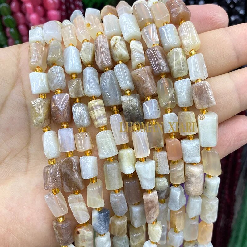 Бусины из лунного камня, натуральный камень, 7-8 мм, mix monnstone