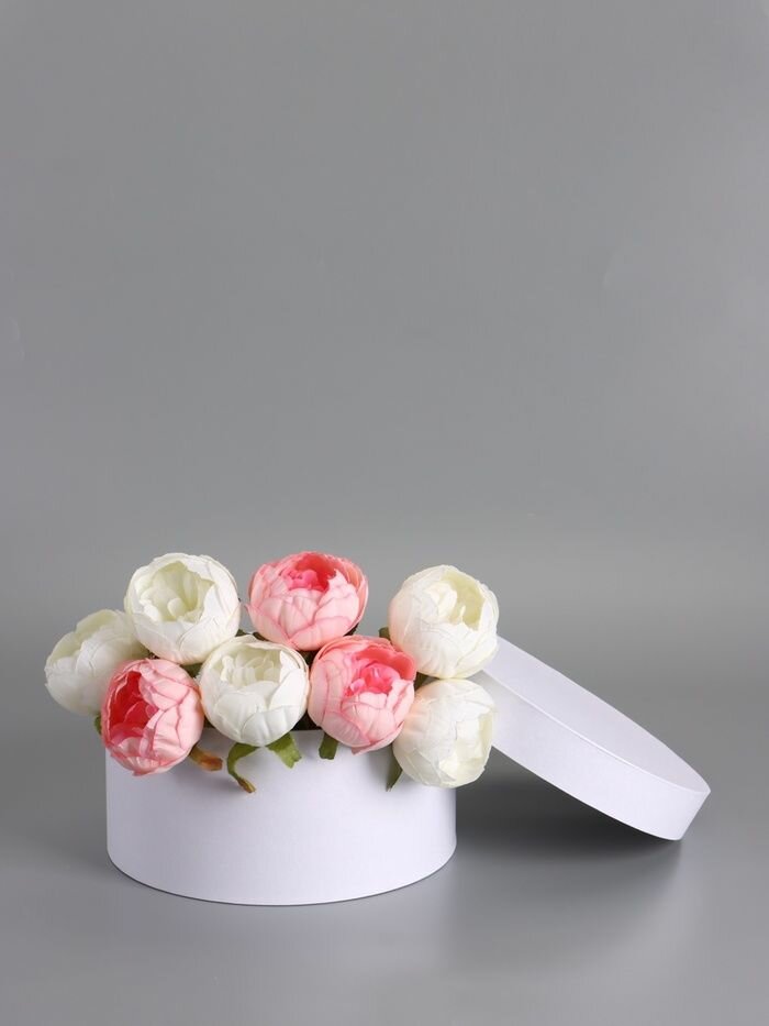 Коробка круглая подарочная, белая, 25 12 см