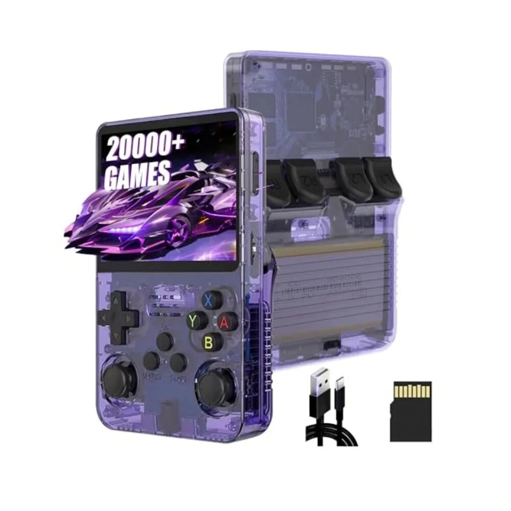 Портативная игровая консоль R36S в стиле ретро, ретро-консоль со встроенными более 128GB, Purple