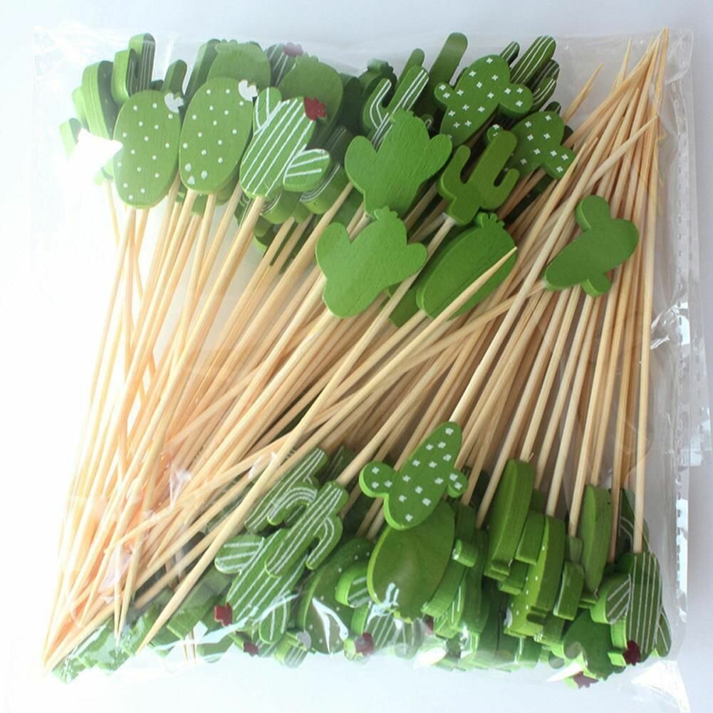 100 бамбуковых палочек, украшенных кактусом
