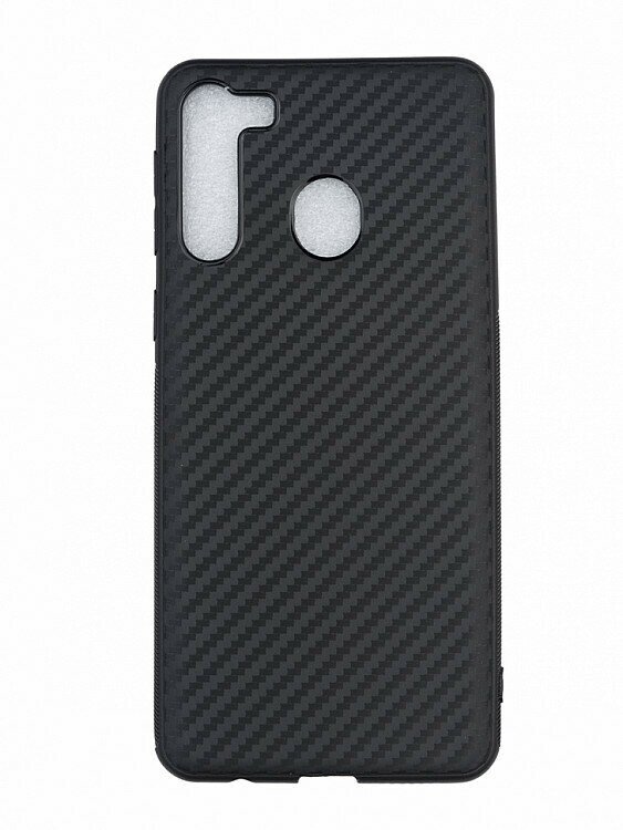Силиконовый чехол для Samsung A21 (карбон, черный)