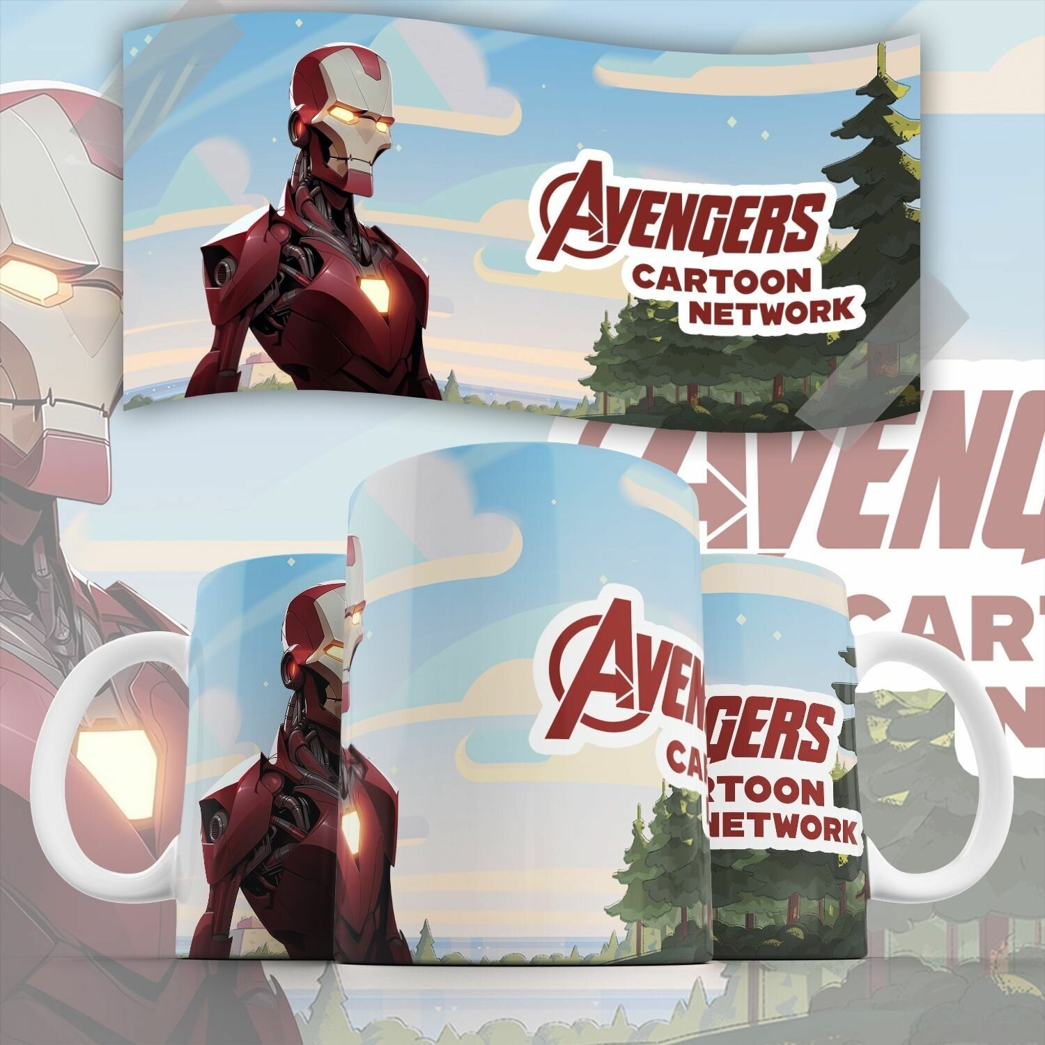 Кружка "Avengers Cartoon Network / Мстители с стиле Cartoon Network" Forte Print 330мл