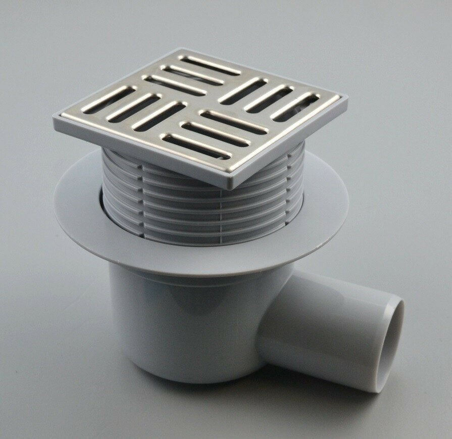 Трап регулируемый с "сухим" затвором Дн 50 с нержавеющей решёткой 150х150мм горизонтальный выпуск АНИ Пласт TQ5812