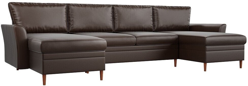 Угловой диван София-П Коричневый Экокожа, пантограф (тик-так), 295х151х76 см, с ящиком для белья