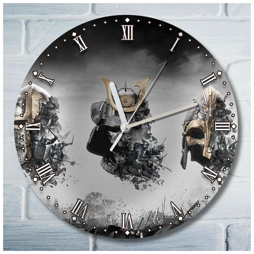 Настенные часы УФ с ярким рисунком игры For Honor (фор хонор, самураи, викинги, рыцари, PS, Xbox, PC, Switch) 4845