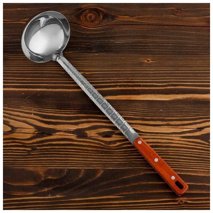 Поварешка для казана узбекская 42 см, диаметр 10 см с деревянной ручкой, половник